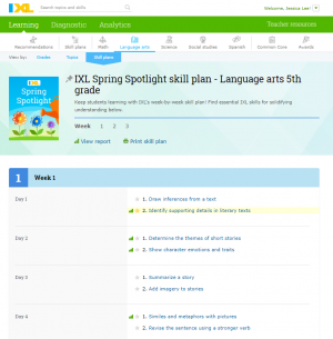 skill plan screenshot - IXL Official Blog