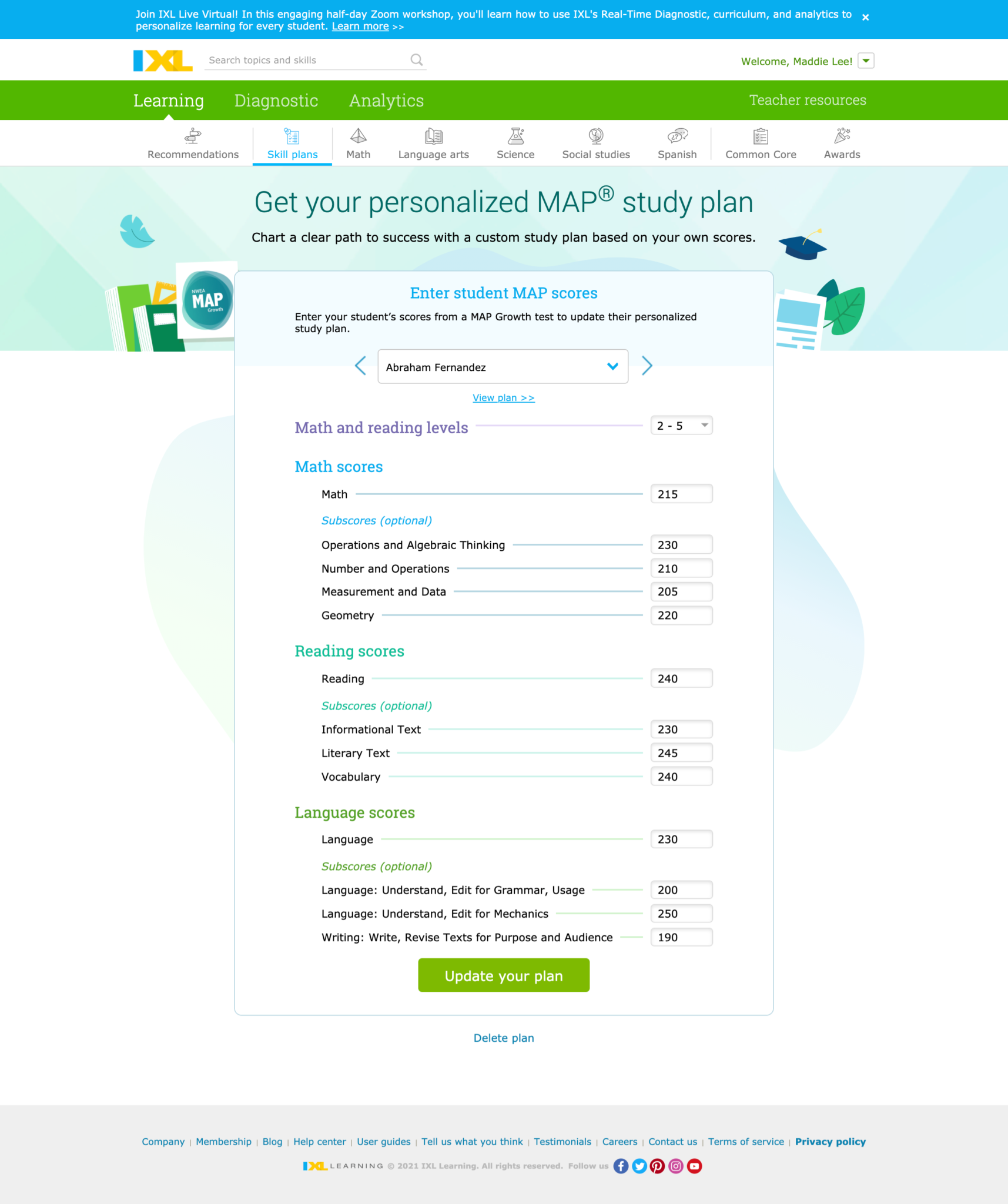 Personalized MAP Study Plan - Teacher View - IXL Official Blog