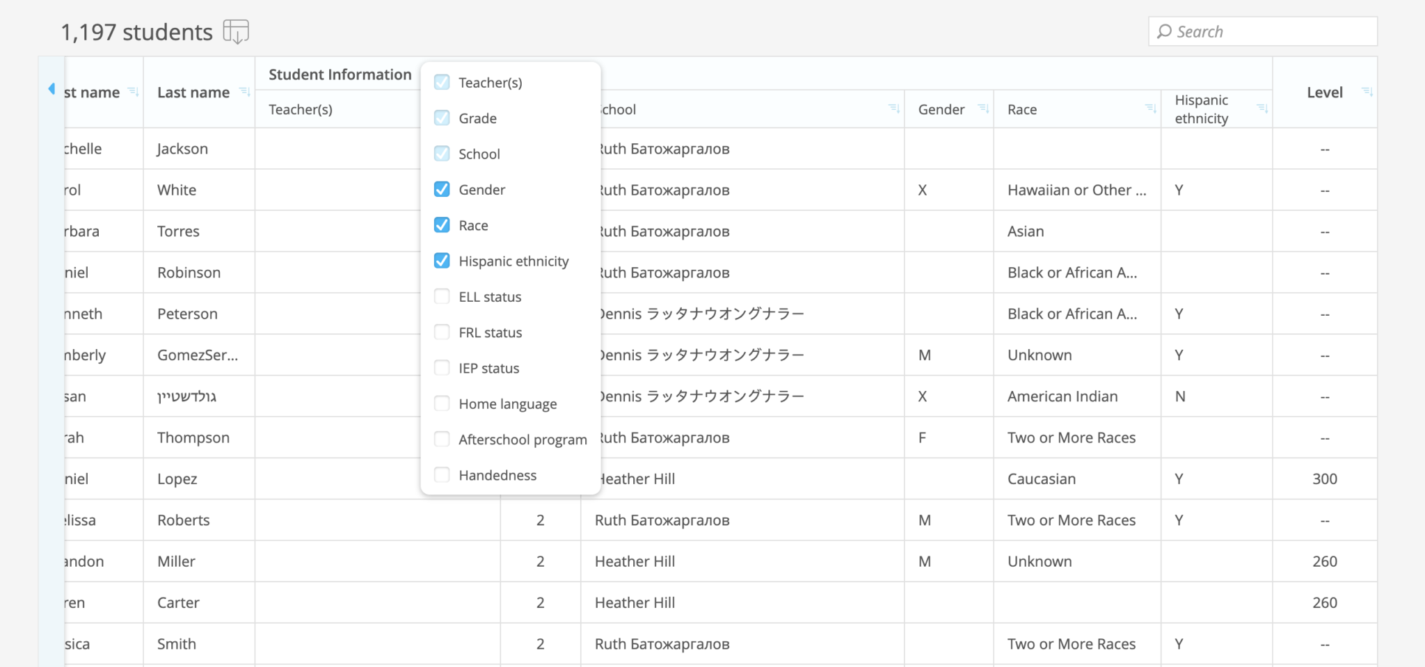 New student data chart selection options (expanded) - IXL Official Blog