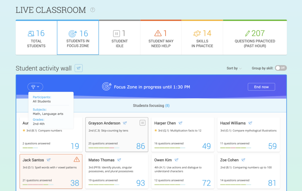 Focus Zone Live Classroom - IXL Official Blog